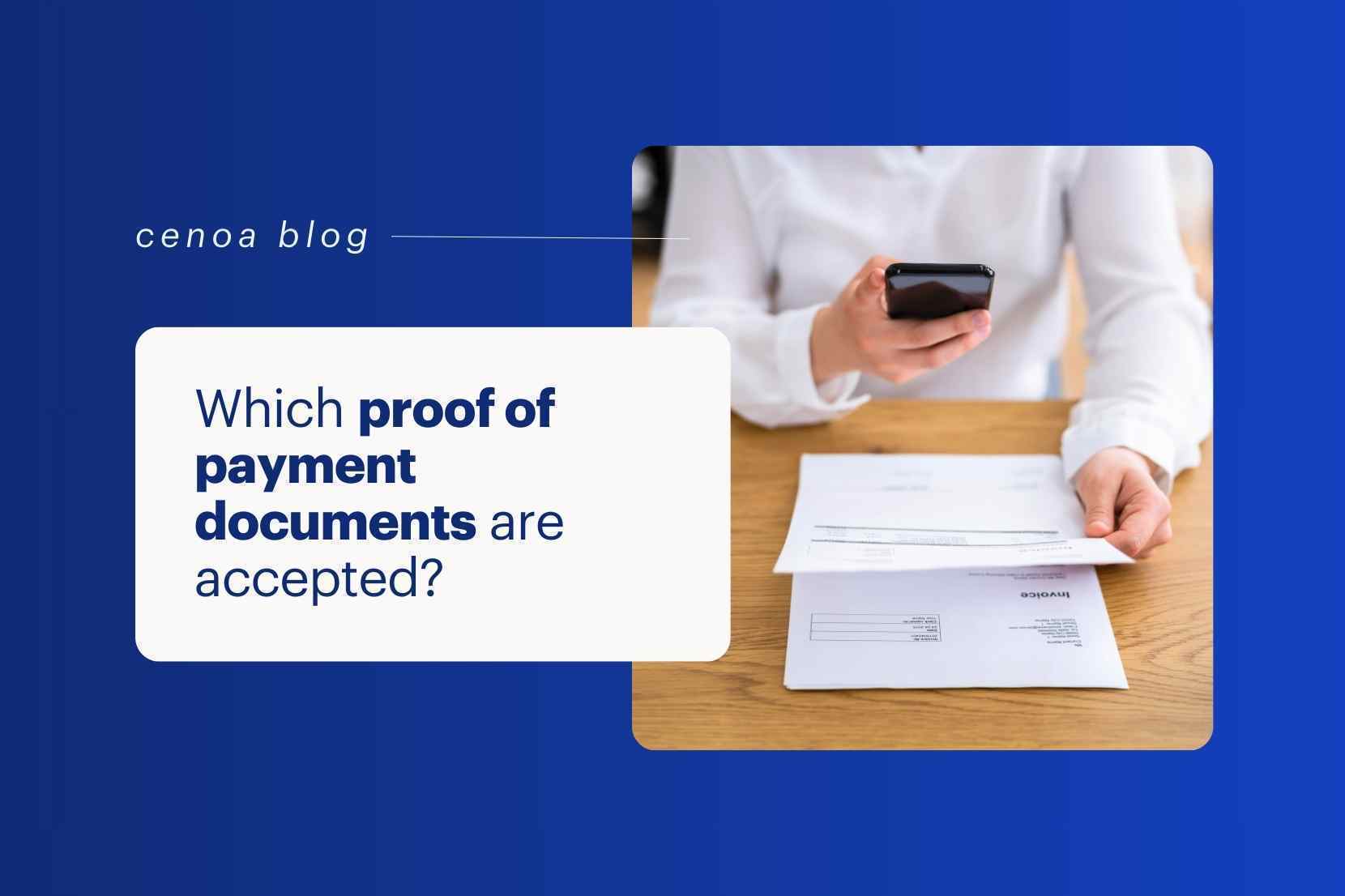 Accepted Proof of Payment Documents | Cenoa US Bank Account | Cenoa